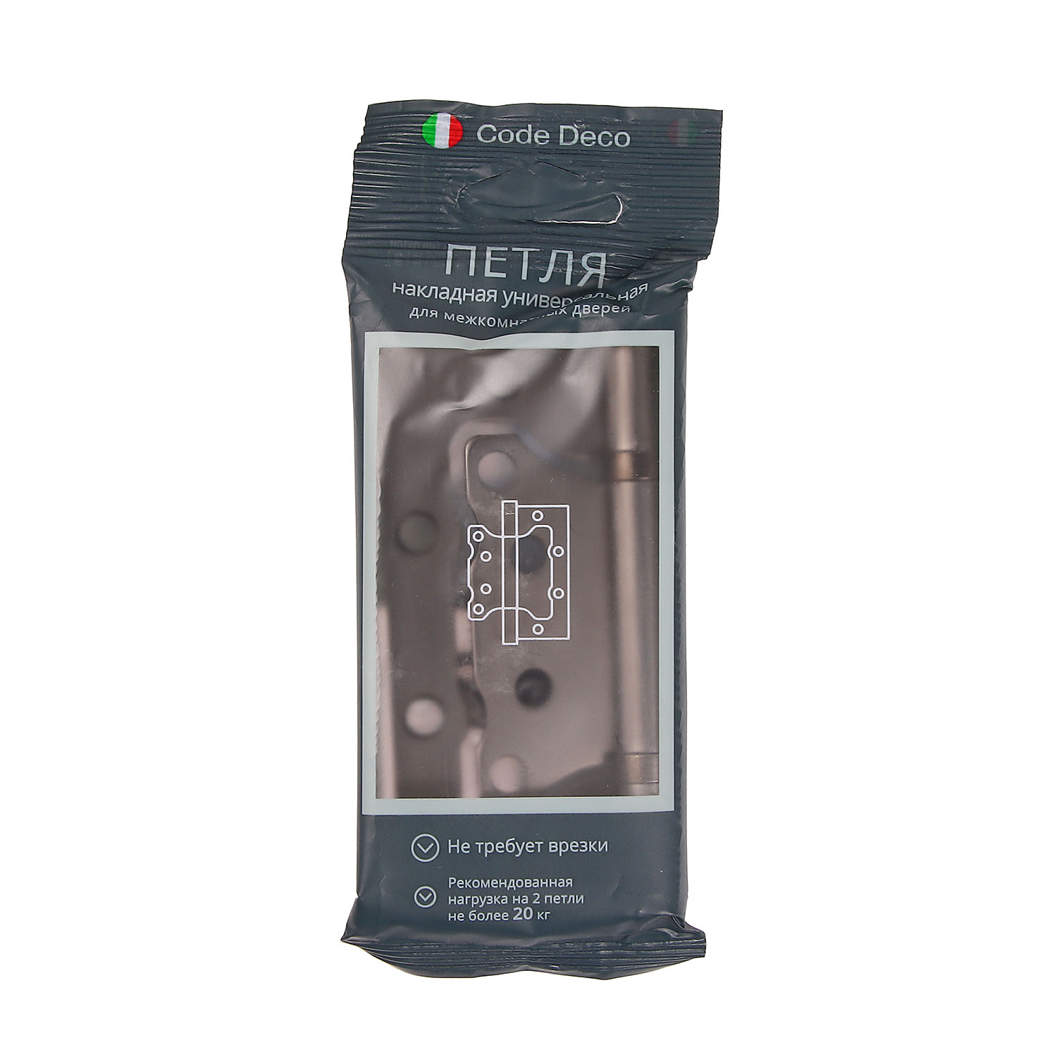 Петля без врезки ГРАФИТ 100*75*2.5-B2 GRF Code Deco *1/25/100